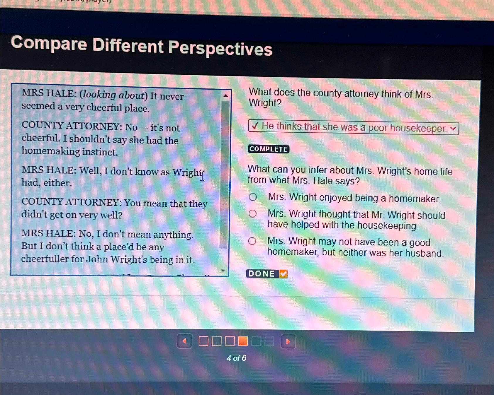 Solved Compare Different PerspectivesMRS HALE: (looking | Chegg.com