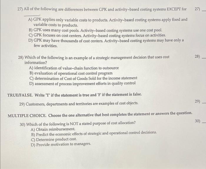 Solved ) 27) 27) All of the following are differences | Chegg.com
