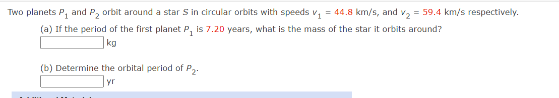 Solved Two planets P1 ﻿and P2 ﻿orbit around a star S ﻿in | Chegg.com
