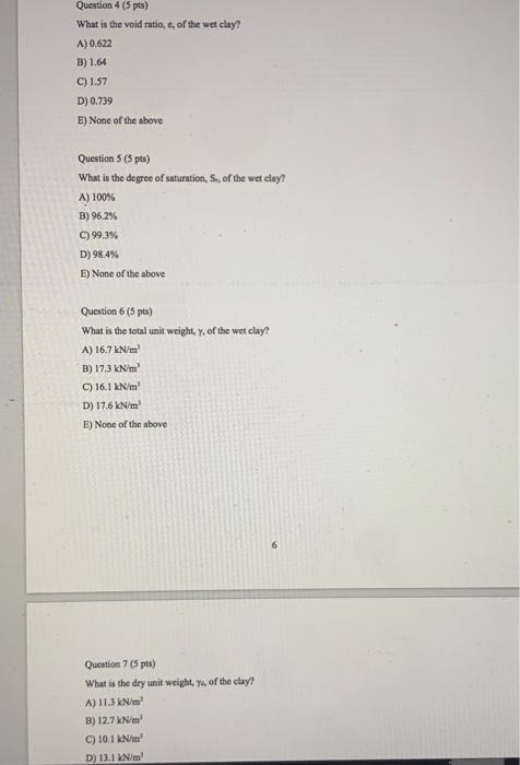 Solved Question 3-7 An undisturbed clay specimen was | Chegg.com