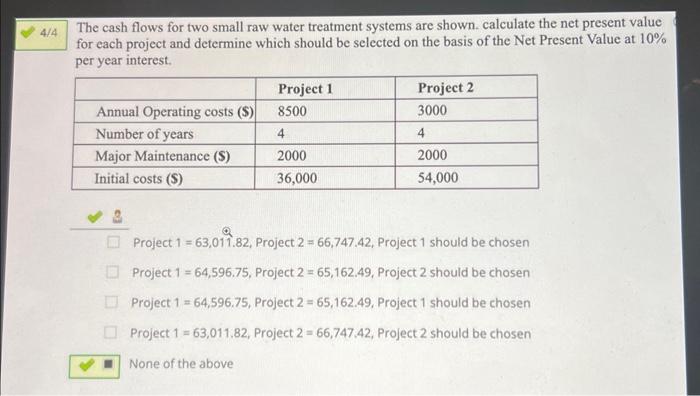 The cash flows for two small raw water treatment | Chegg.com