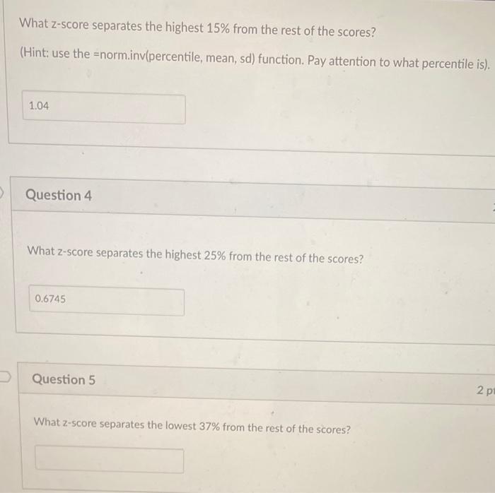 Solved What z-score separates the highest 15% from the rest | Chegg.com