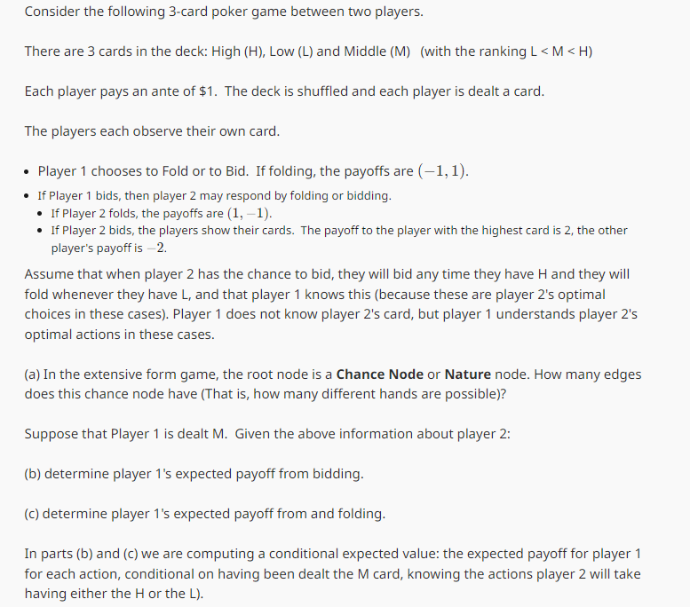 Solved GAME THEORY: Consider the following 3 -card poker | Chegg.com