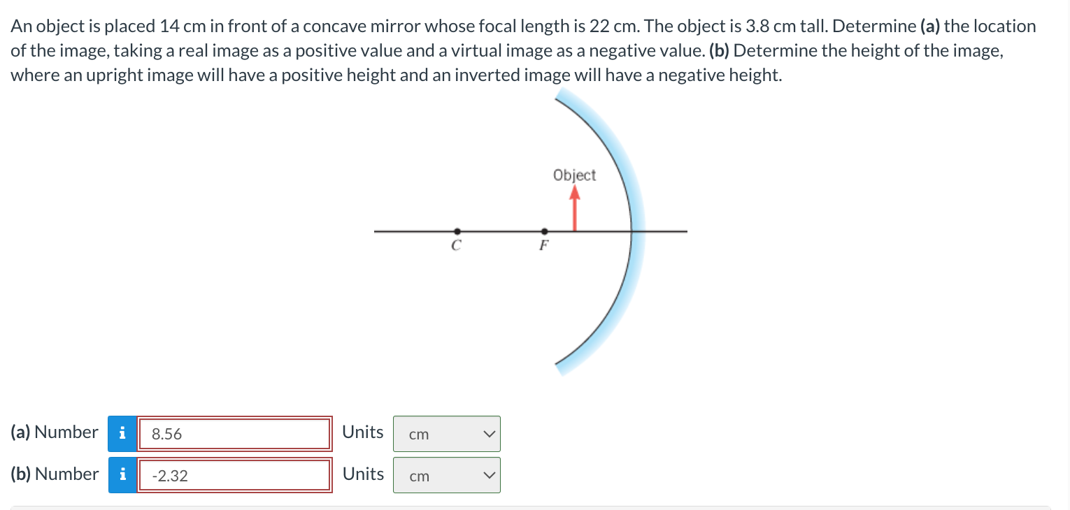 Solved An object is placed 14cm ﻿in front of a concave | Chegg.com