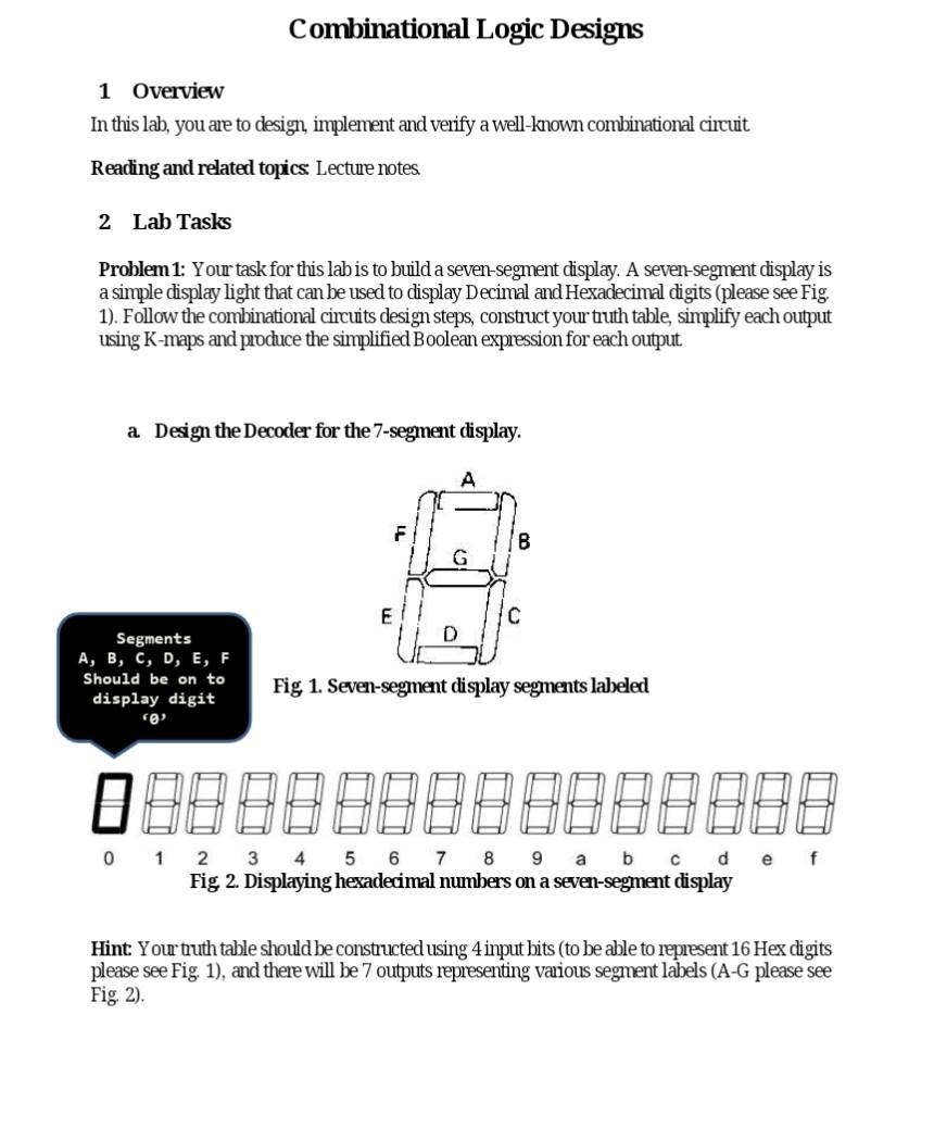Solved 1 Overview In this lab, you are to design, implement | Chegg.com