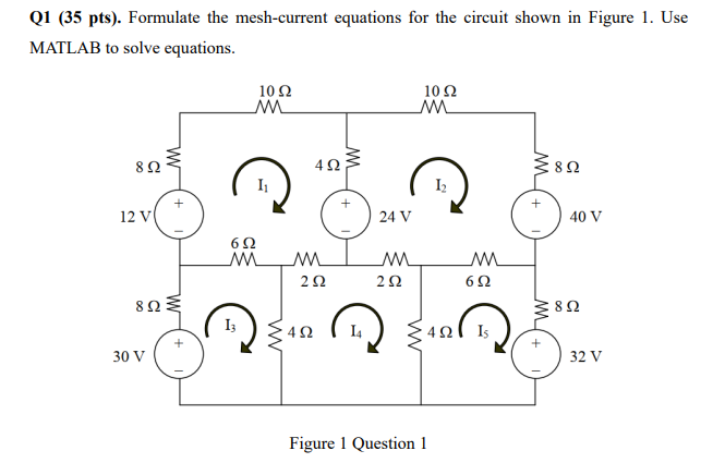 Solved Q1 (35 ﻿pts). ﻿Formulate the mesh-current equations | Chegg.com