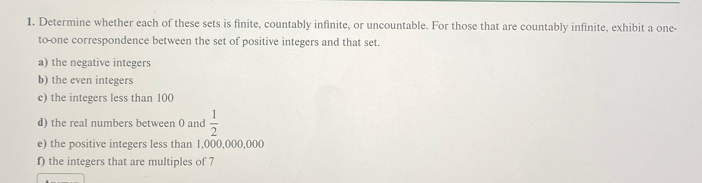 Solved Determine whether each of these sets is finite, | Chegg.com