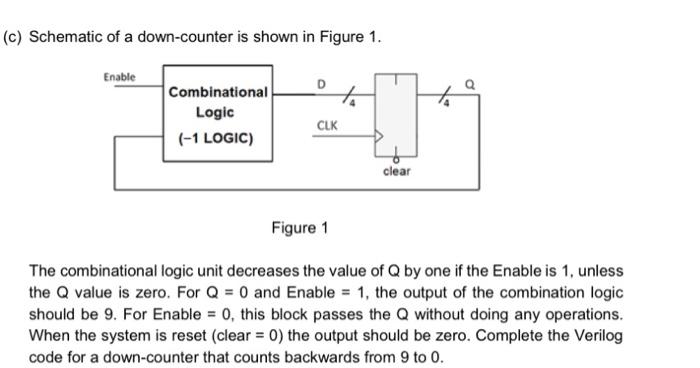 Solved (c) Schematic of a down-counter is shown in Figure 1. | Chegg.com