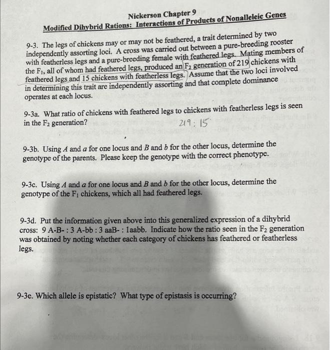 Solved Nickerson Chapter 9 Modified Dihybrid Rations: | Chegg.com