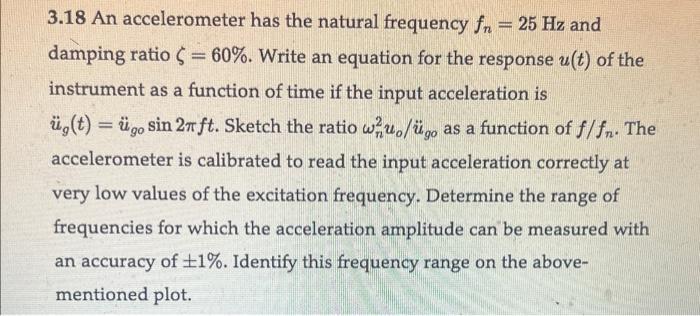 Solved 3.18 An accelerometer has the natural frequency fn=25 | Chegg.com