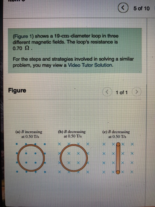 Solved (C) 5f 10 (Figure 1) shows a 19-cm-diameter loop in | Chegg.com