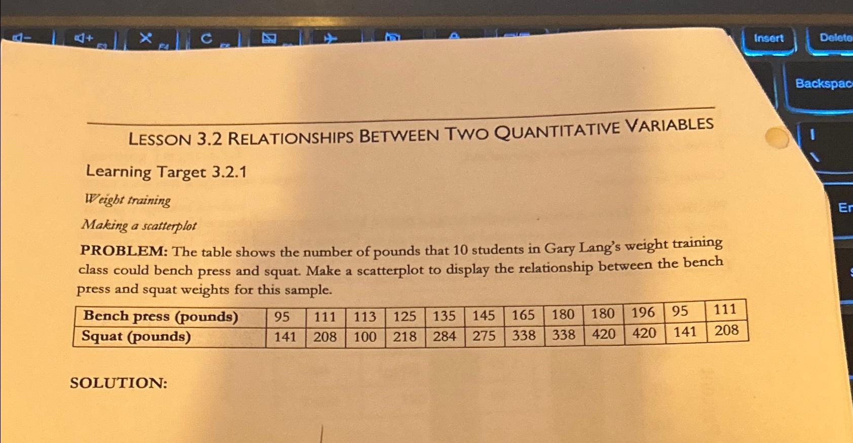 Solved LESSON 3.2 ﻿RELATIONSHIPS BETWEEN TWO QUANTITATIVE | Chegg.com