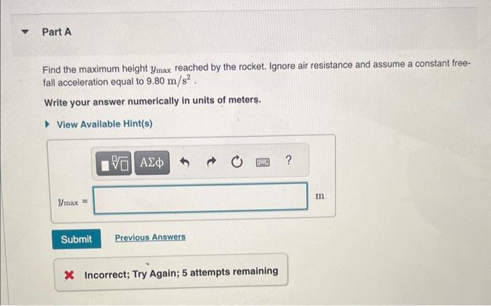 Solved A rocket, initially at rest on the ground, | Chegg.com