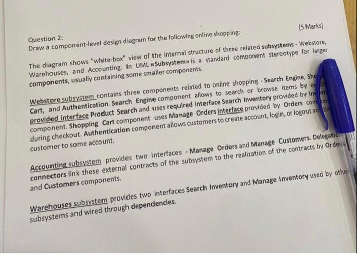 Solved Question 2: [5 Marks] Draw a component-level design | Chegg.com