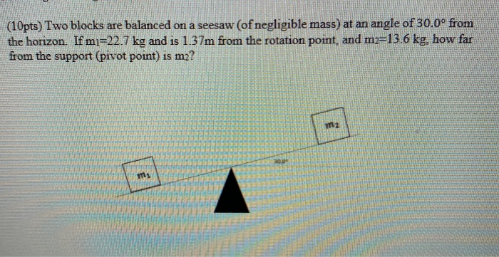 Solved (10pts) Two blocks are balanced on a seesaw (of | Chegg.com