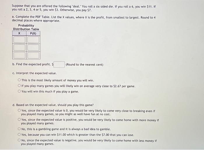 Solved Suppose that you are offered the following deal." You | Chegg.com