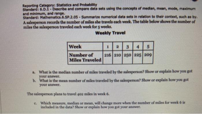 Solved Reporting Category: Statistics and Probability | Chegg.com