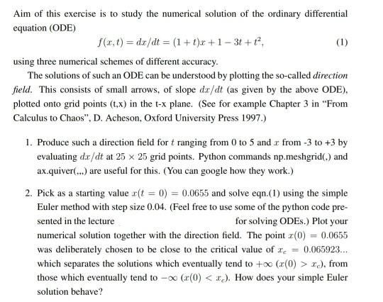 Plotting and comparing the results from Euler method | Chegg.com