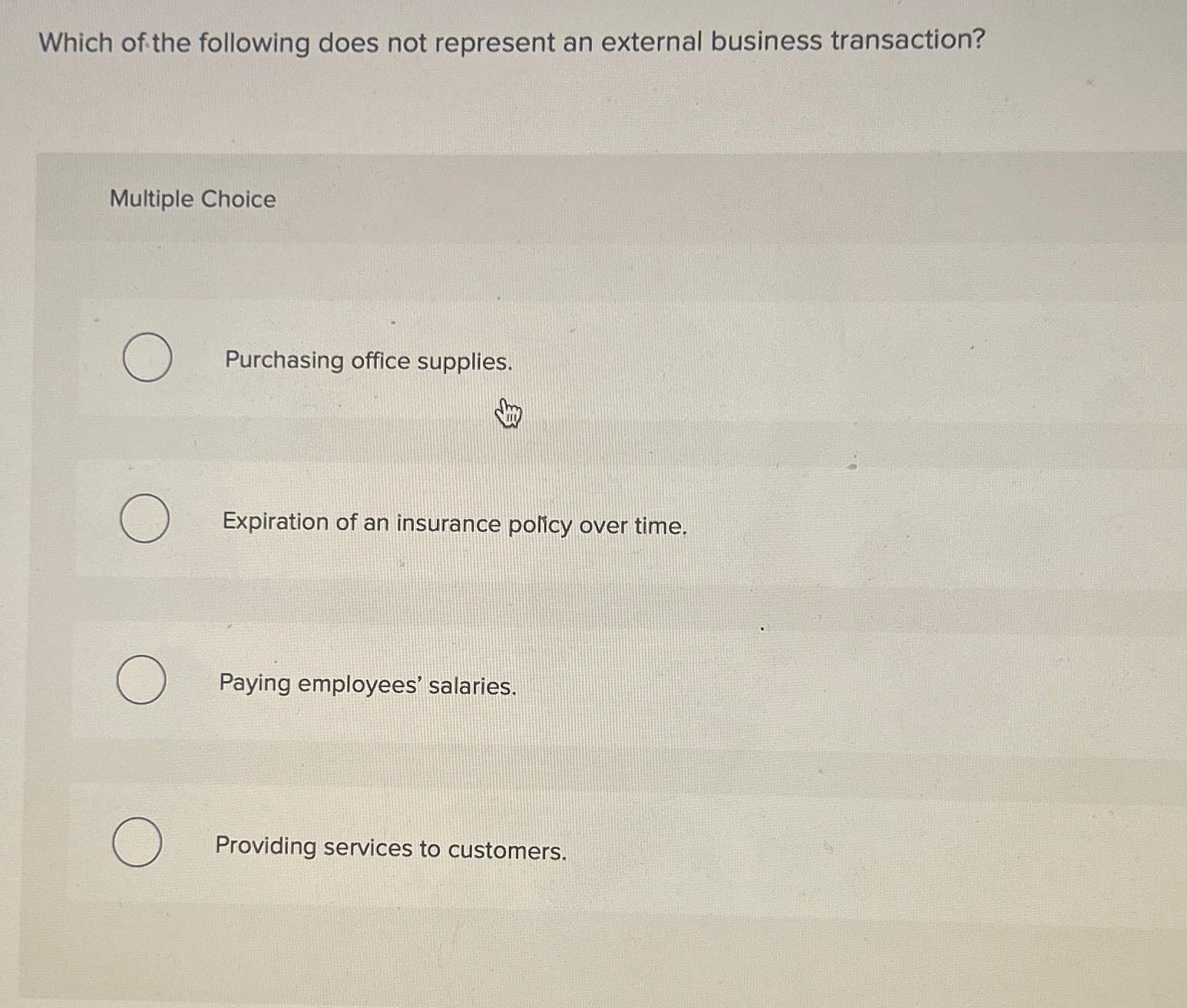 Solved Which of the following does not represent an external | Chegg.com