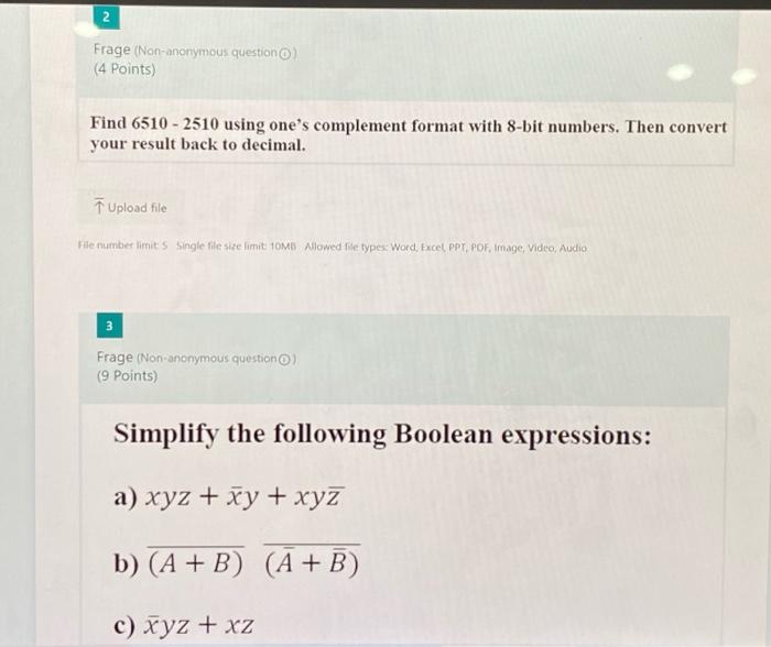 Solved Frage (Non-anonymous question o) (4 Points) Find 6510 | Chegg.com