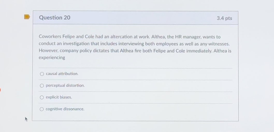 Solved Question 203.4ptsCoworkers Felipe and Cole had an | Chegg.com