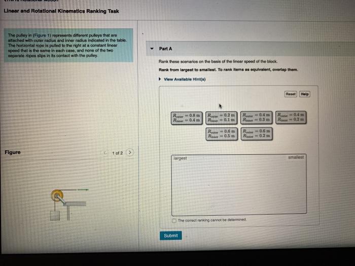 Solved Linear and Rotational Kinematics Ranking Task The | Chegg.com