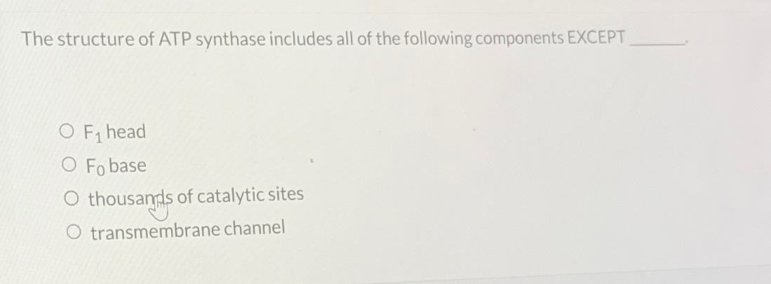 Solved The structure of ATP synthase includes all of the | Chegg.com