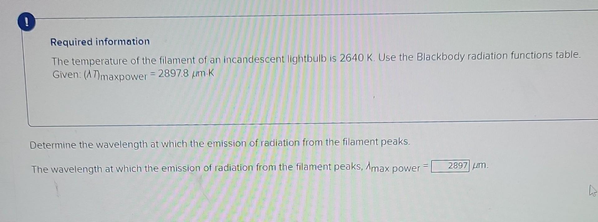 Solved Required information The temperature of the filament | Chegg.com