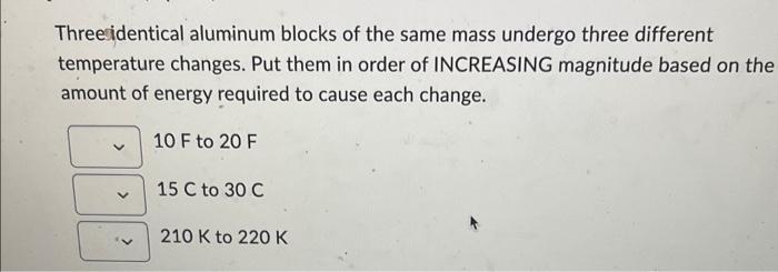 Solved Threeidentical aluminum blocks of the same mass | Chegg.com