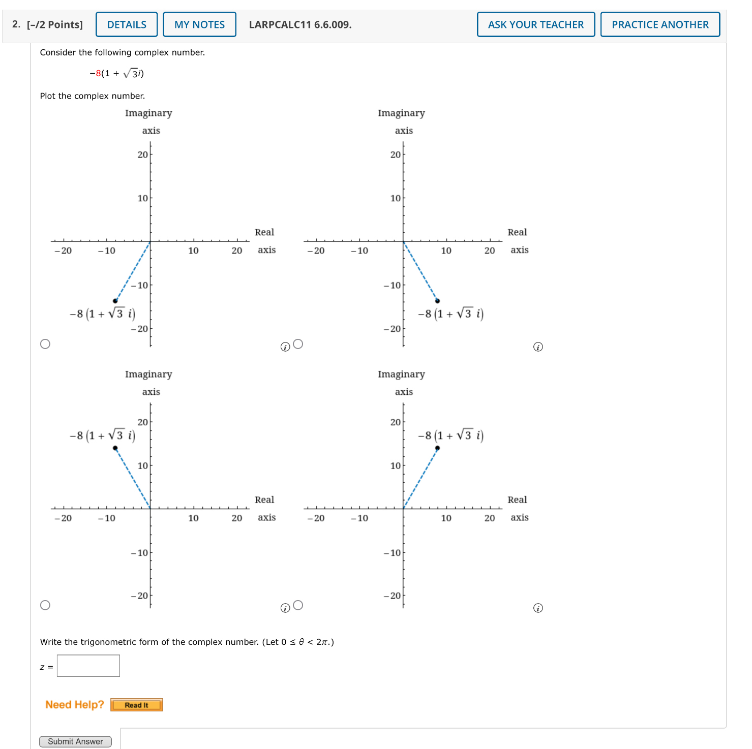 Solved Consider the following complex number.-8(1+32i)Plot | Chegg.com