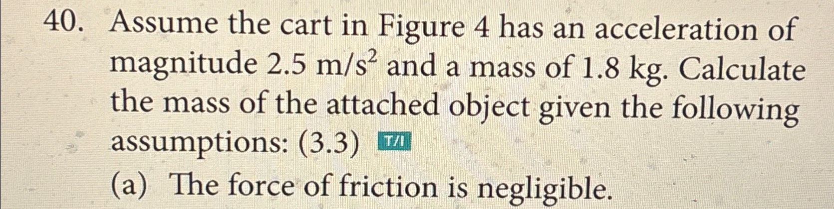 Assume the cart in Figure 4 ﻿has an acceleration of | Chegg.com