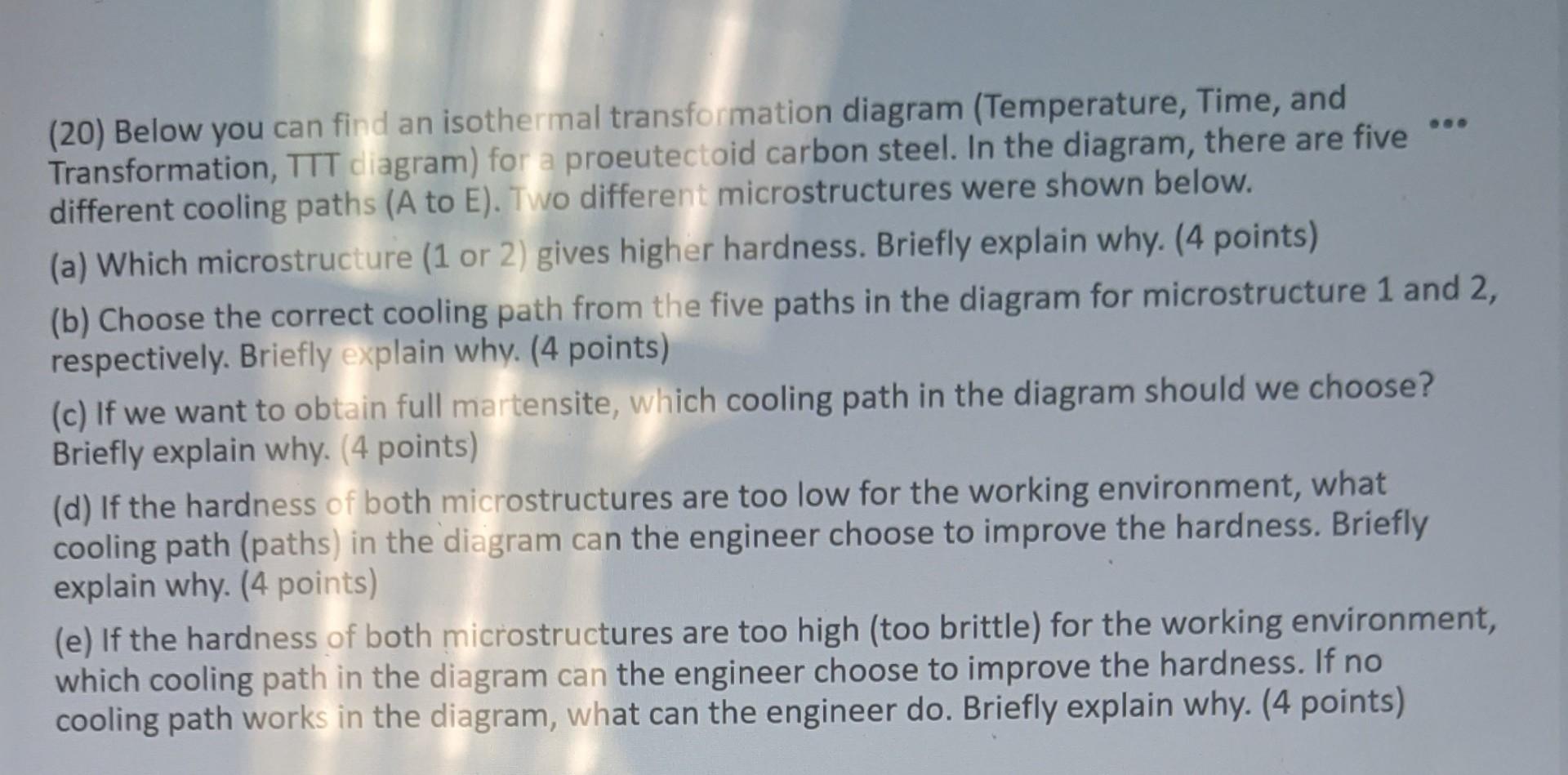 Solved (20) Below you can find an isothermal transformation | Chegg.com