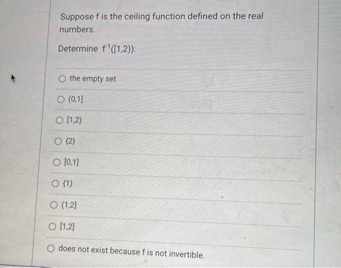 Solved Suppose fis the ceiling function defined on the real | Chegg.com