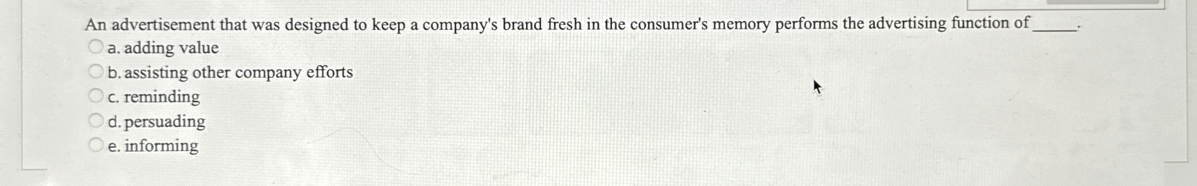 Solved An advertisement that was designed to keep a | Chegg.com