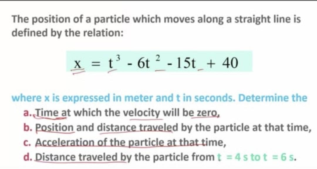 Solved The position of a particle which moves along a | Chegg.com