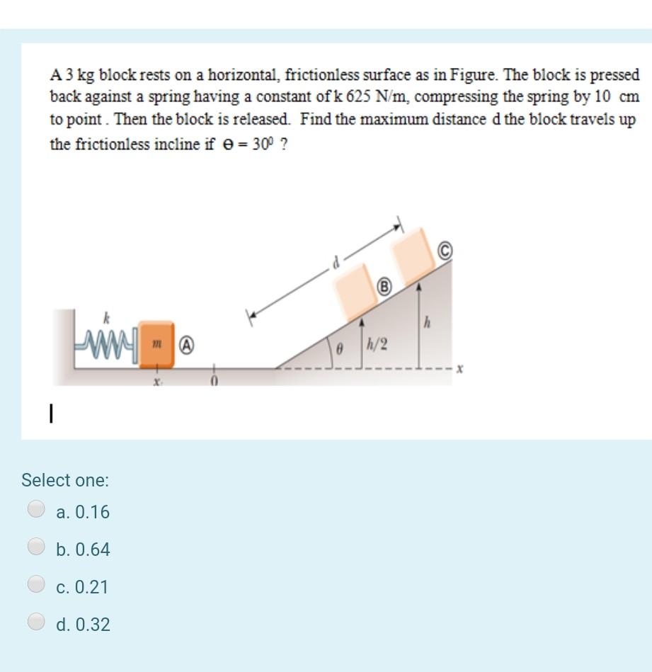 Solved A 3 kg block rests on a horizontal, frictionless | Chegg.com