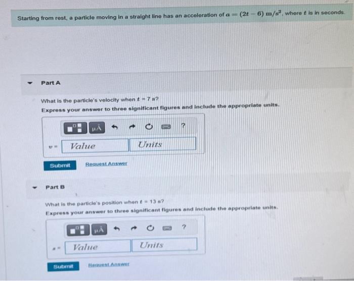 Solved Starting from rest, a particle moving in a straight | Chegg.com