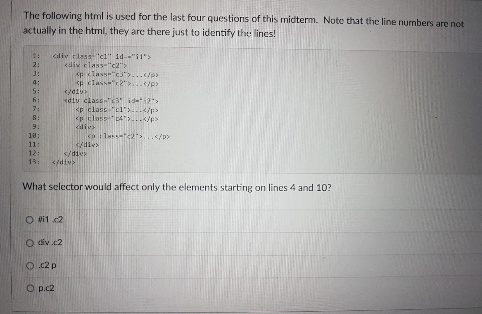 Solved The following html is used for the last four | Chegg.com
