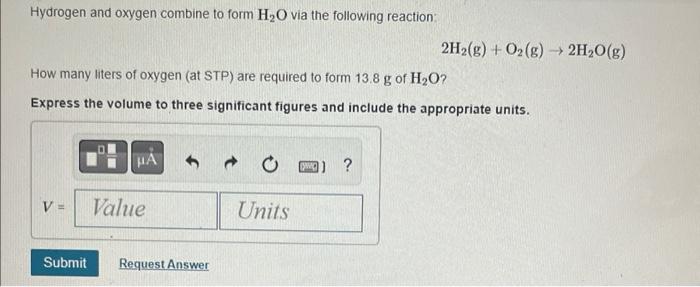 Solved Hydrogen and oxygen combine to form H2O via the | Chegg.com