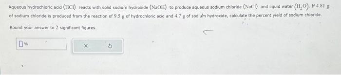Solved Aqueous hydrochloric acid (HCl) reacts with solid | Chegg.com