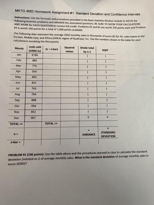 Solved MKTG 4682 Homework Assignment #1: Standard Deviation | Chegg.com