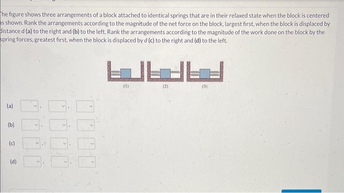 Solved figure shows three arrangements of a block attached | Chegg.com