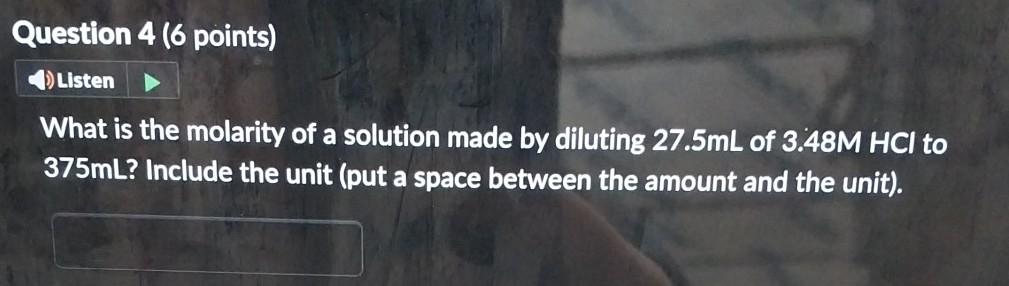 Solved What is the molarity of a solution made by diluting | Chegg.com