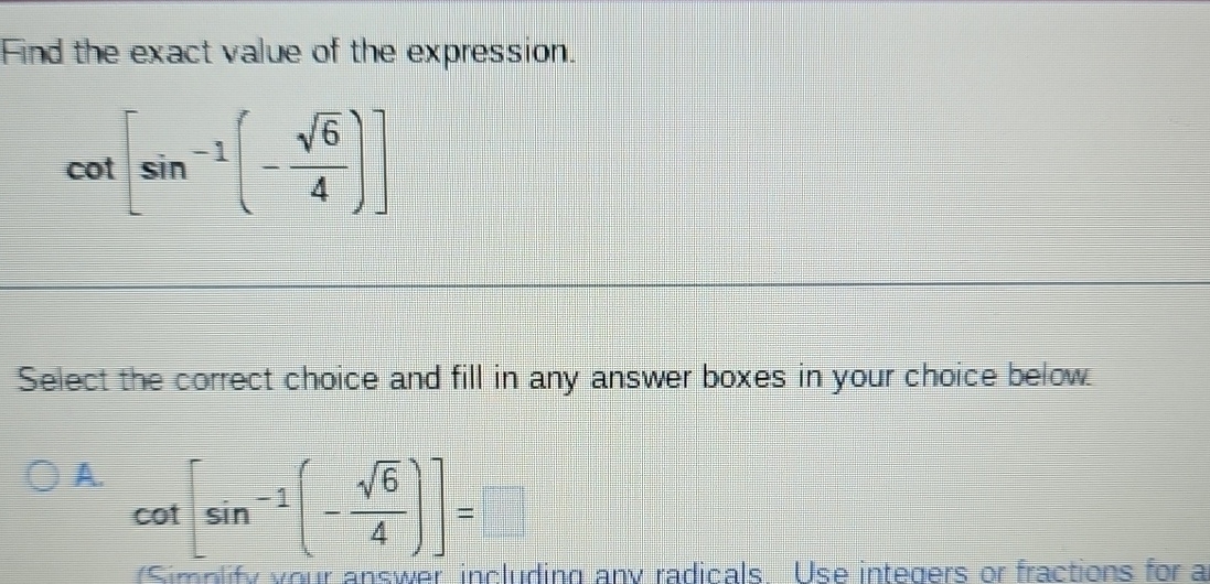 Solved Find the exact value of the | Chegg.com