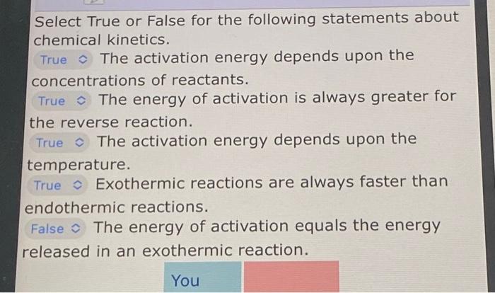 Solved Select True or False for the following statements | Chegg.com