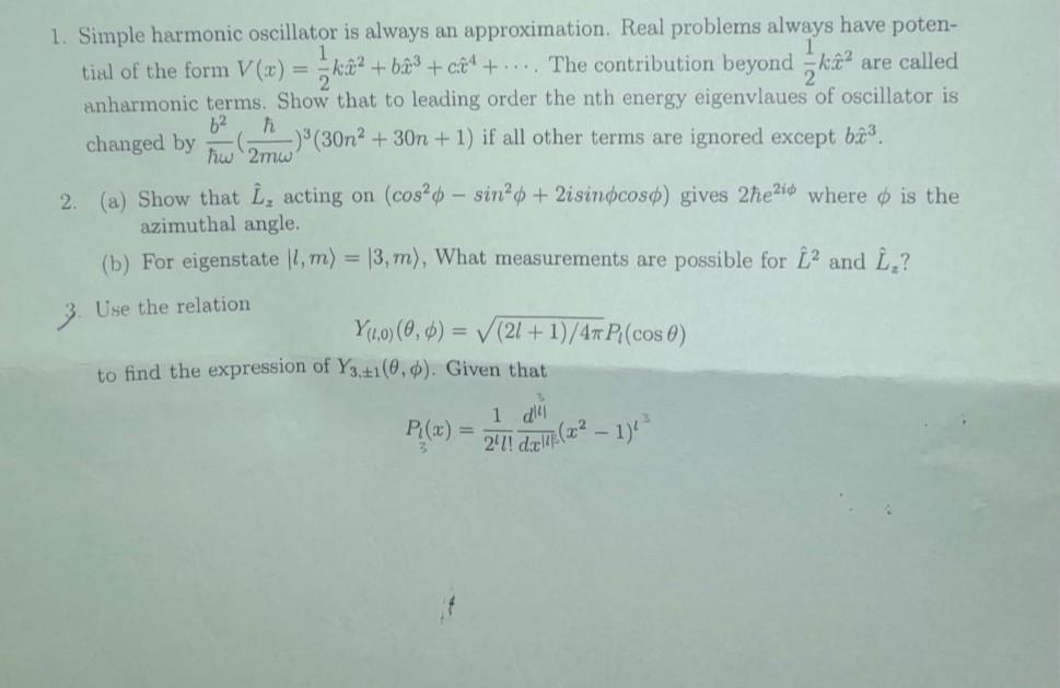 Solved 1. Simple harmonic oscillator is always an | Chegg.com