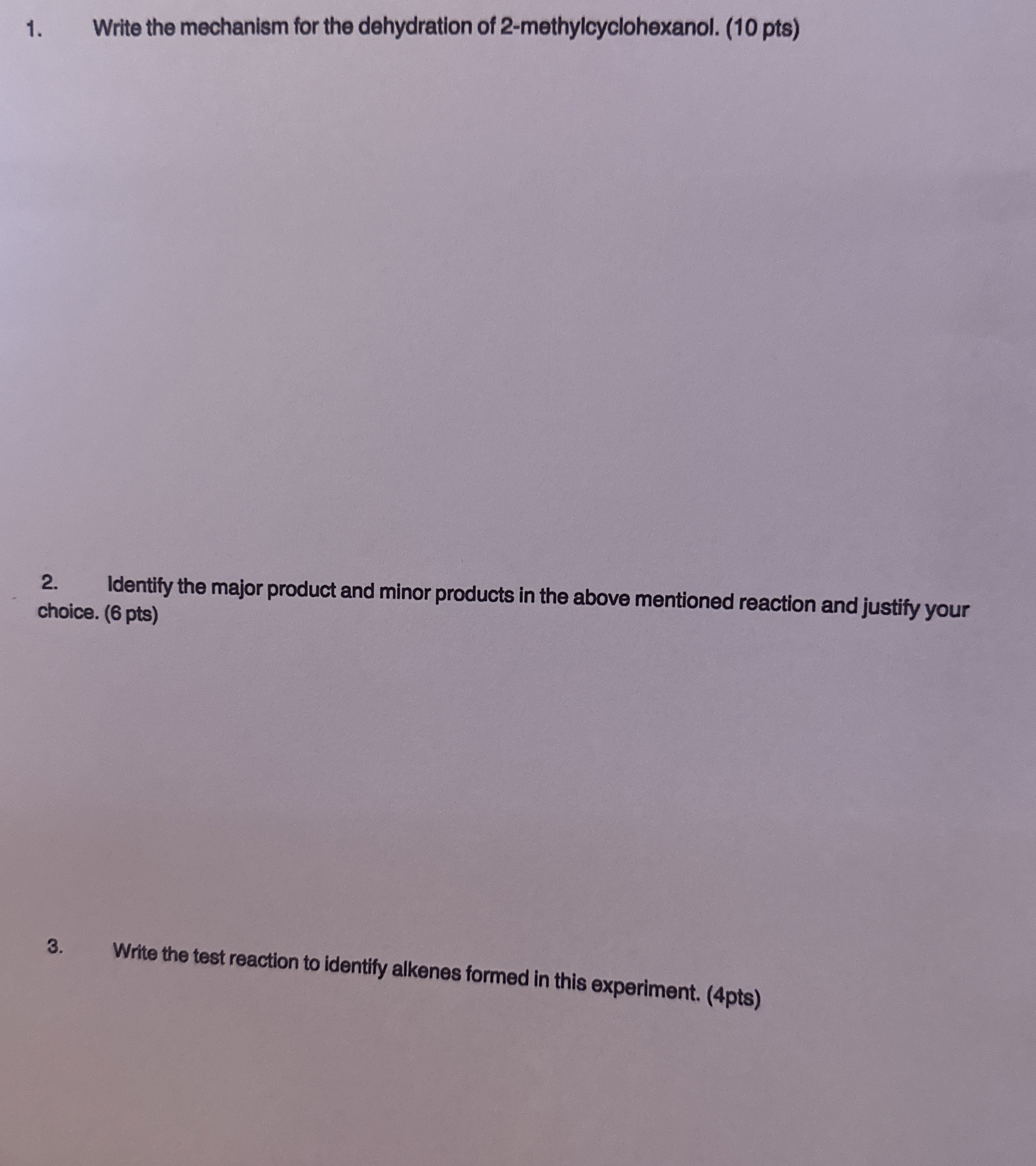 Solved Write the mechanism for the dehydration of | Chegg.com