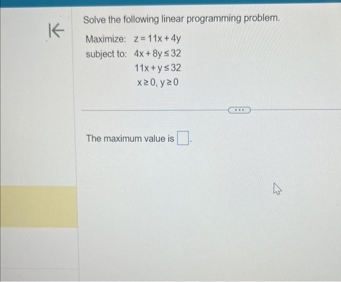 Solved Solve the following linear programming problem. | Chegg.com