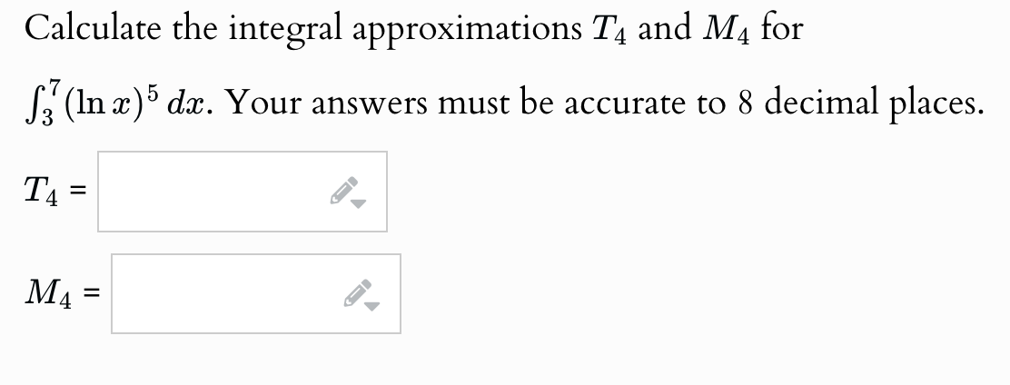 Solved Calculate the integral approximations T4 ﻿and M4 | Chegg.com