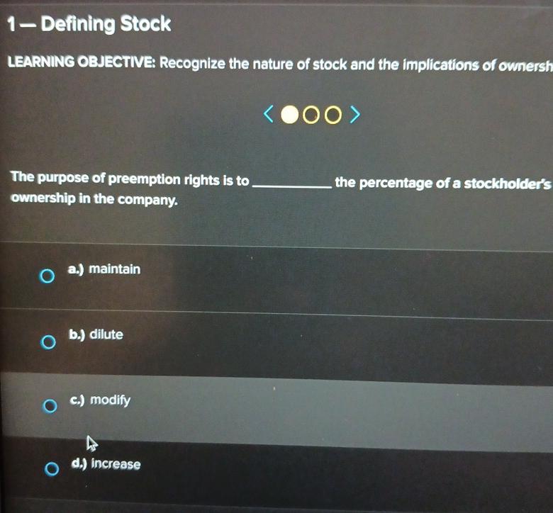 Solved 1-Defining StockLEARNING OBJECTIVE: Recognize the | Chegg.com